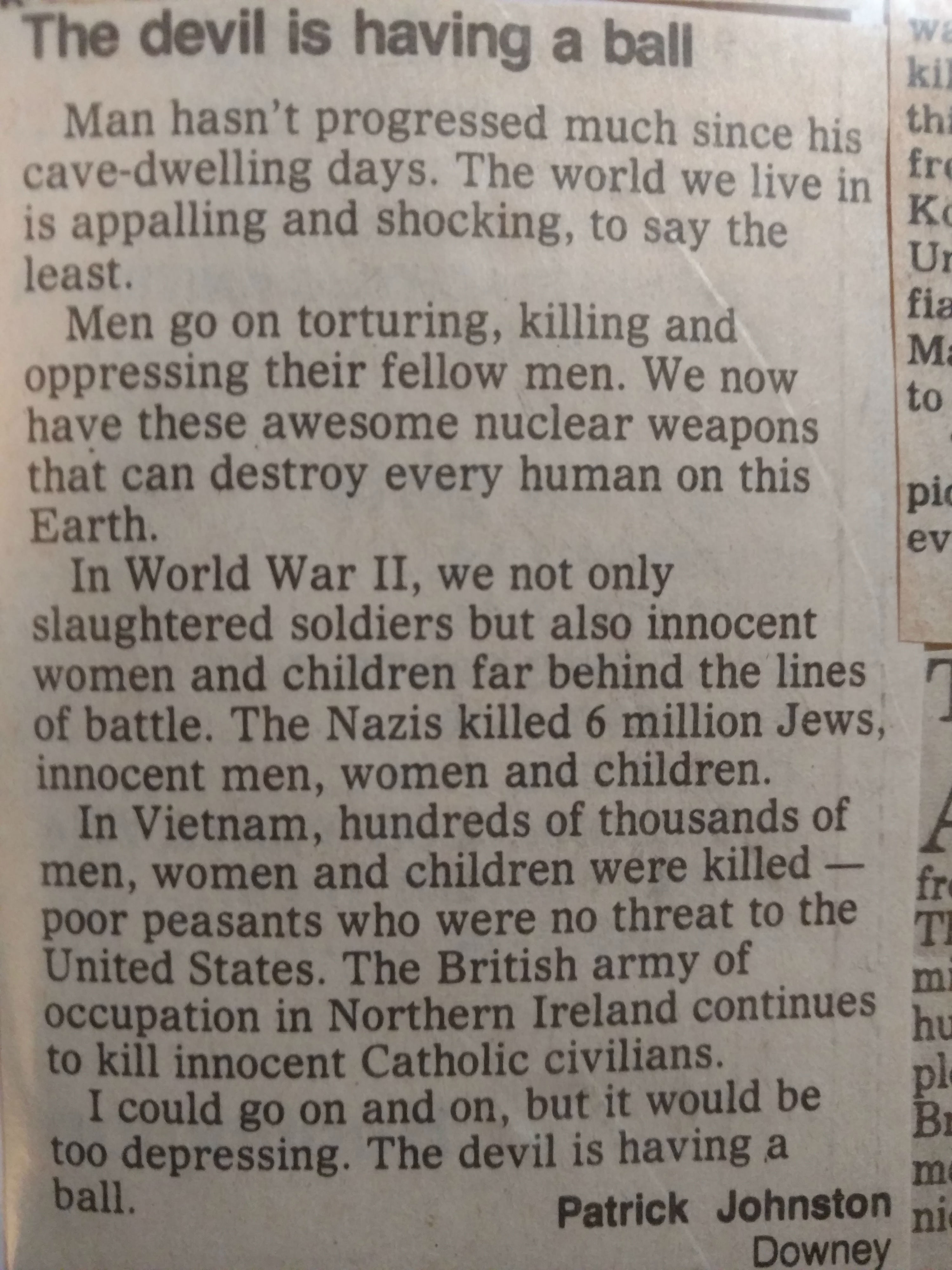 Dad says: ‘The devil is having a ball’ | The Memories Project